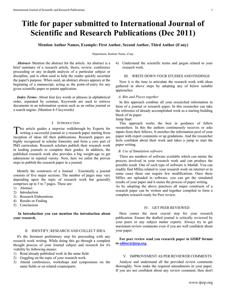  How To Write A Research Paper For Journal Publication How To Publish A Research Paper In 