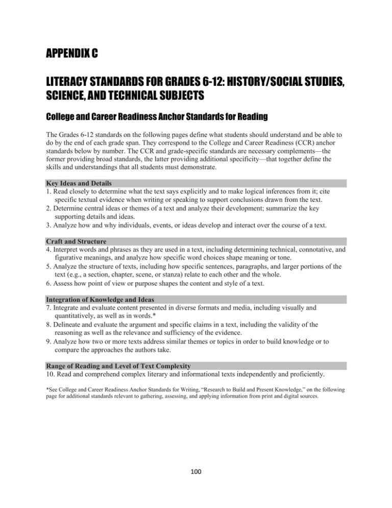 Literacy Standards Literacy Standards