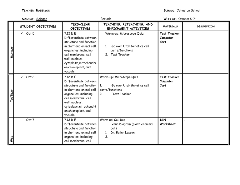 Lesson Plan 10 5 To 10 9