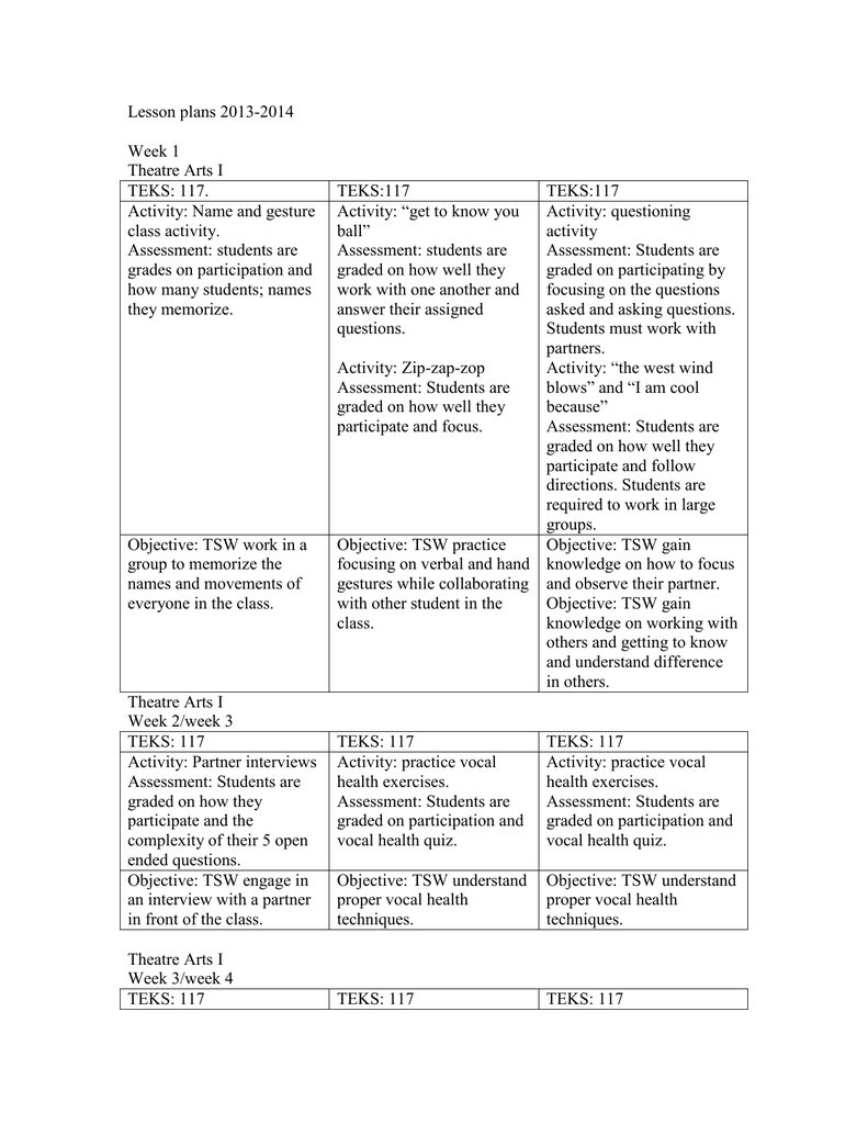 Theater Class Emergency Lesson Plan Theater Class Emergency Lesson Plan