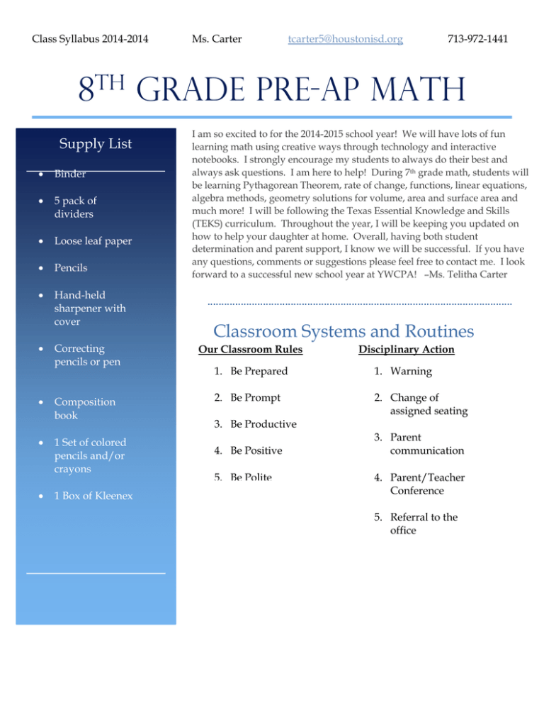 8 GRADE PRE AP MATH TH