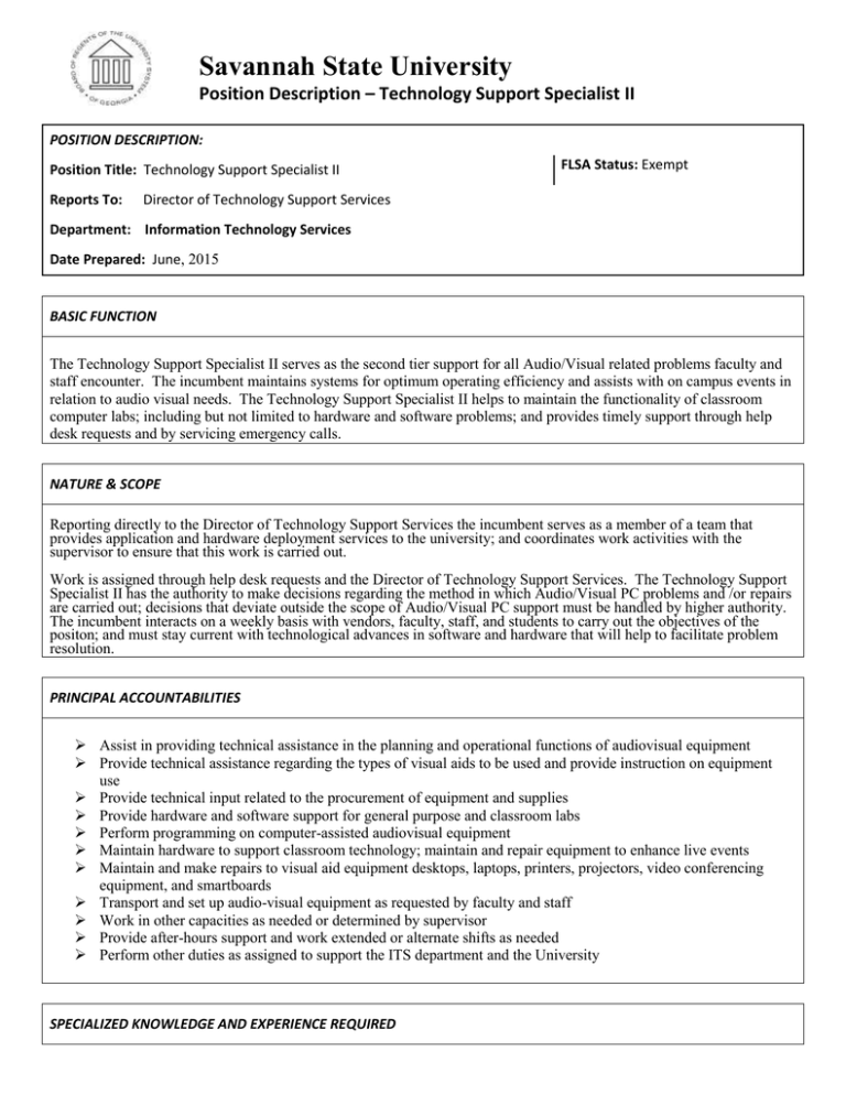Technology Support Specialist II