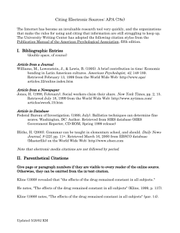 APA Works Cited and Works Consulted Formatting Information