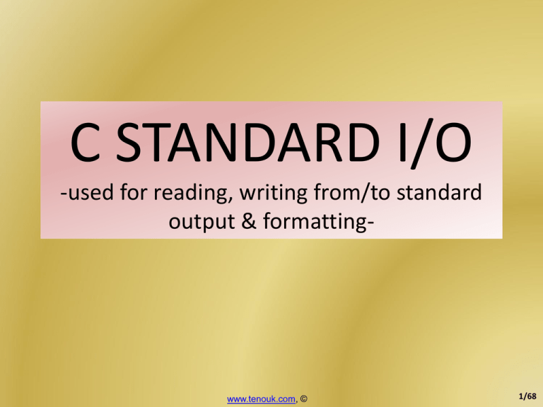 C Standard Input Output Printf Scanf In Ppt Slides