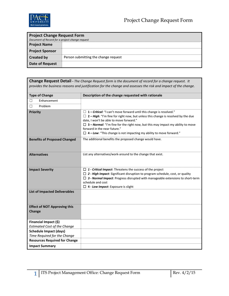 Project Change Request Form