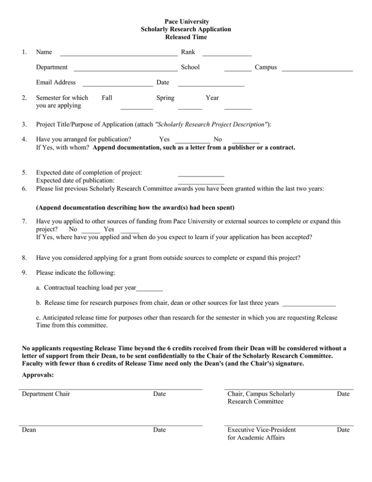 Application For Release Time