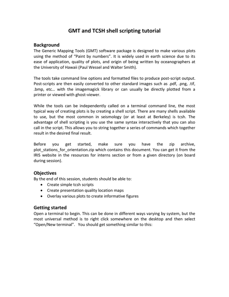 Lab Instructions And GMT And TCSH Shell Scripting Tutorial