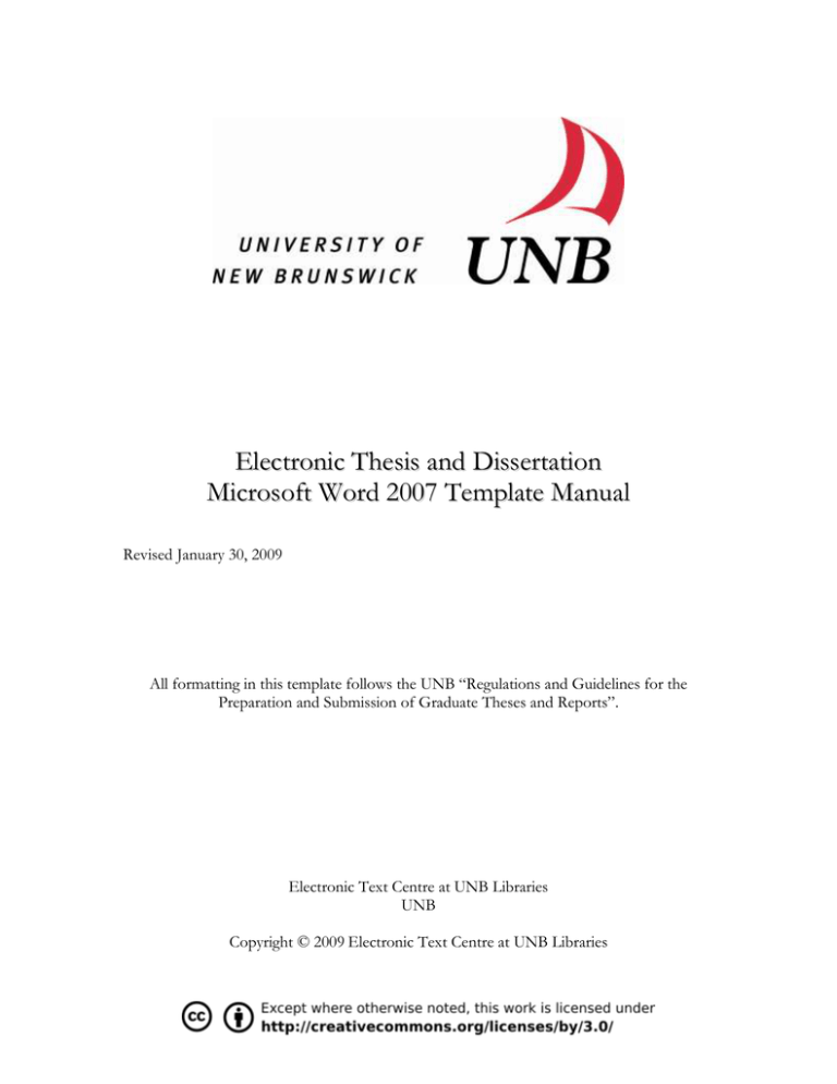 Microsoft Word 2007 Template Manual
