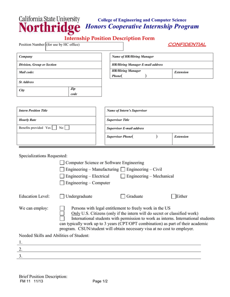 FM11 Position Description Form