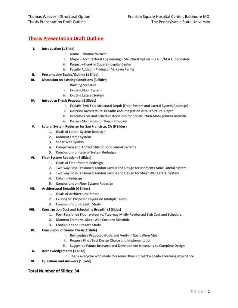 Draft Presentation Outline Draft Presentation Outline