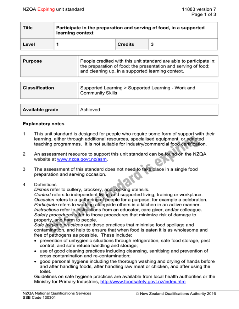 NZQA unit standard 11883 version 7