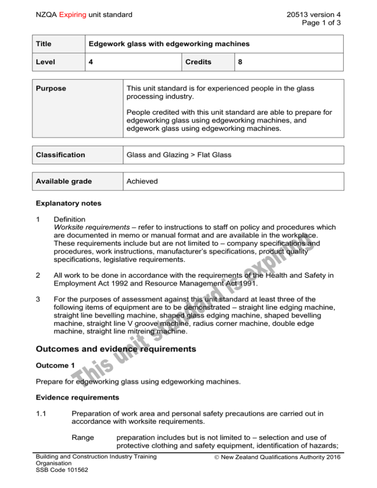 NZQA Unit Standard 20513 Version 4