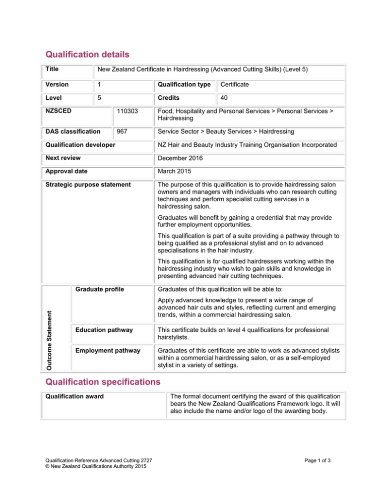 Qualification details