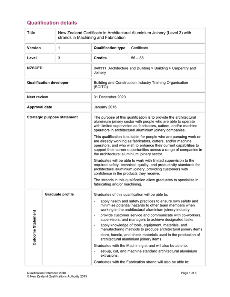 Qualification details