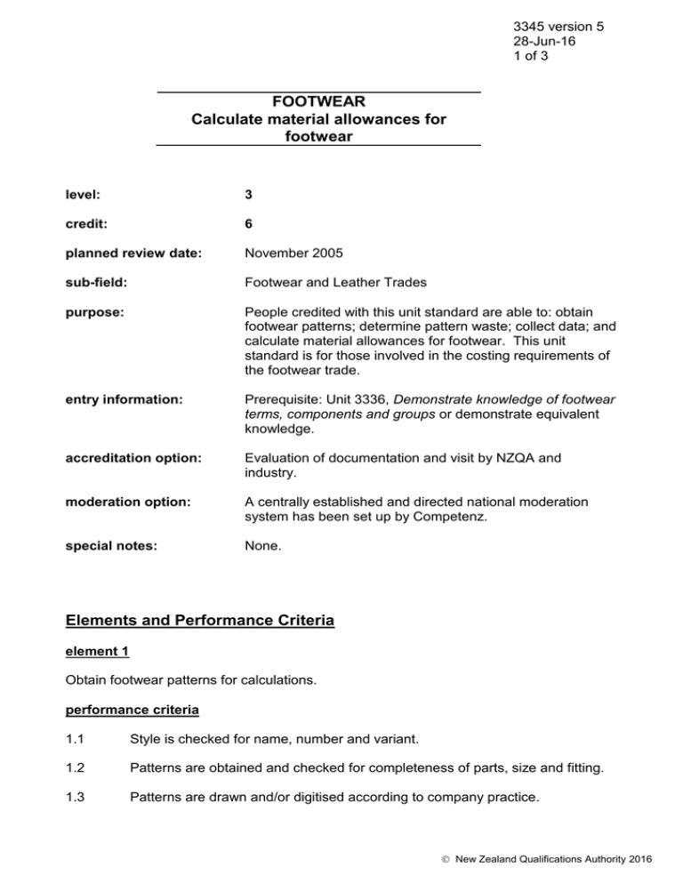 FOOTWEAR Calculate Material Allowances For Footwear
