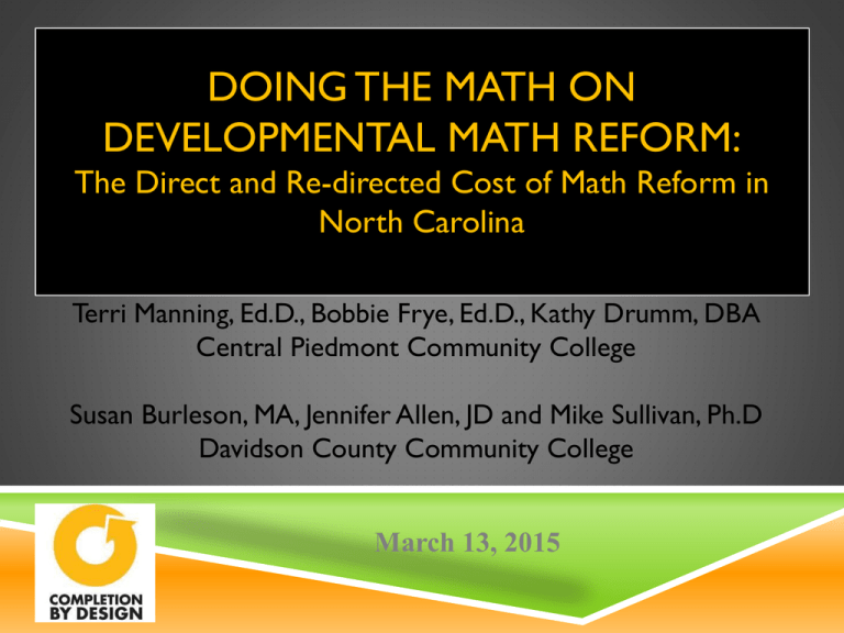 NC CBD Final Cost of Developmental Math