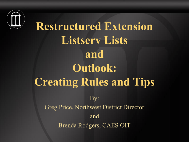 Restructured Extension Listserv Lists And Outlook 
