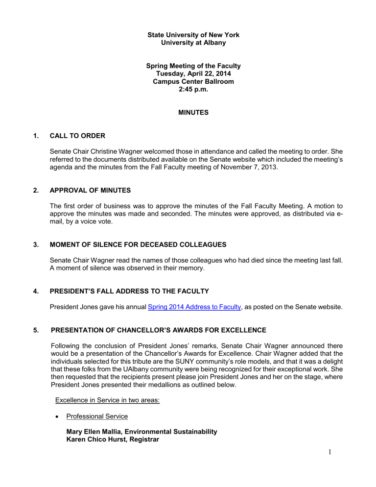 Spring 2014 Faculty Meeting Minutes