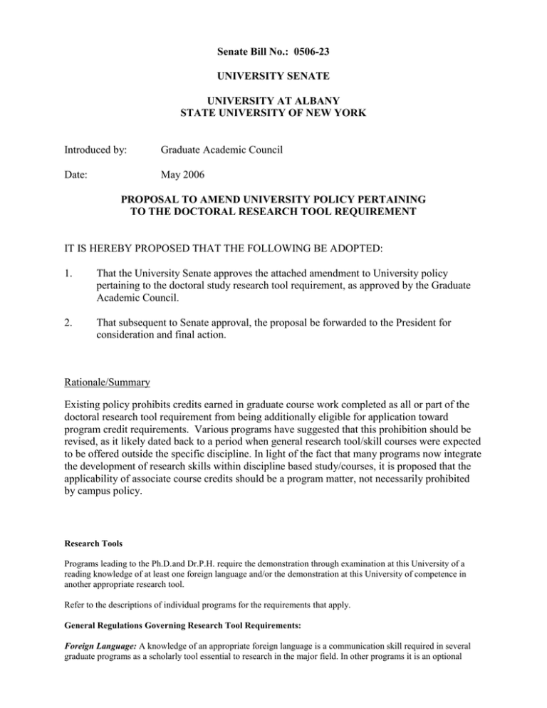 Proposed Changes To The Doctoral Research Tool Policy proposed-changes-to-the-doctoral-research-tool-policy