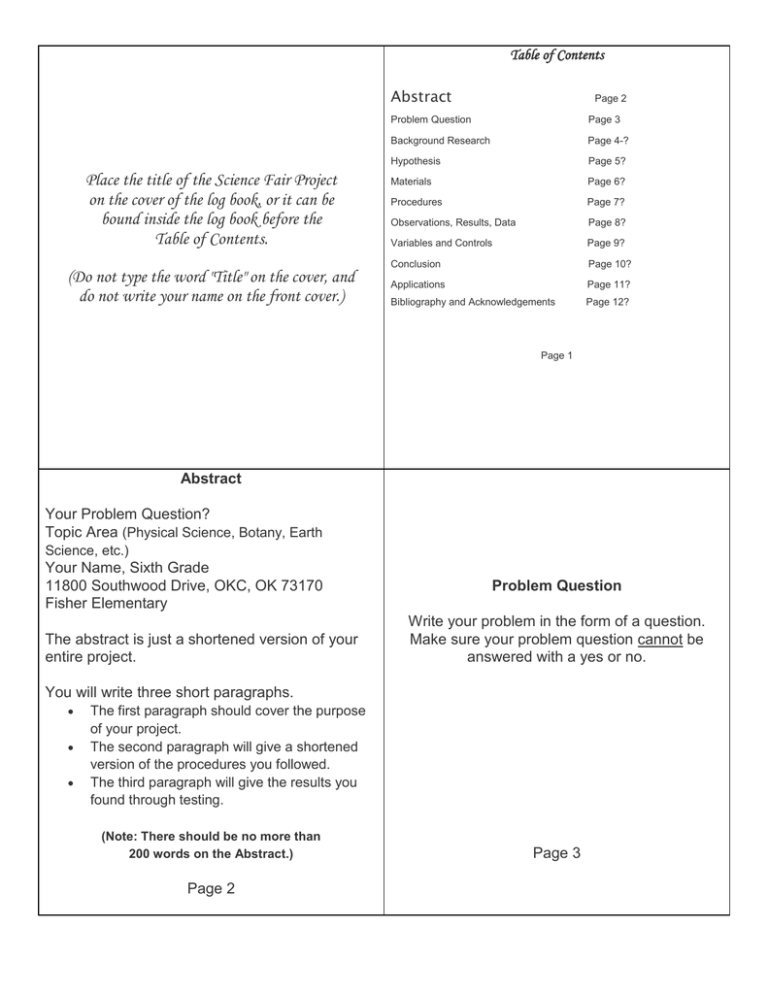 Log Book Order Of Content Log Book Order Of Content