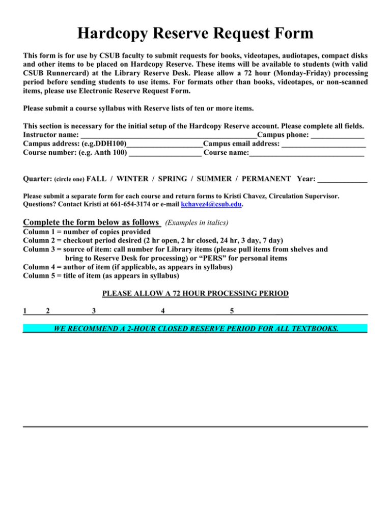 Hard Copy Re Form In Word