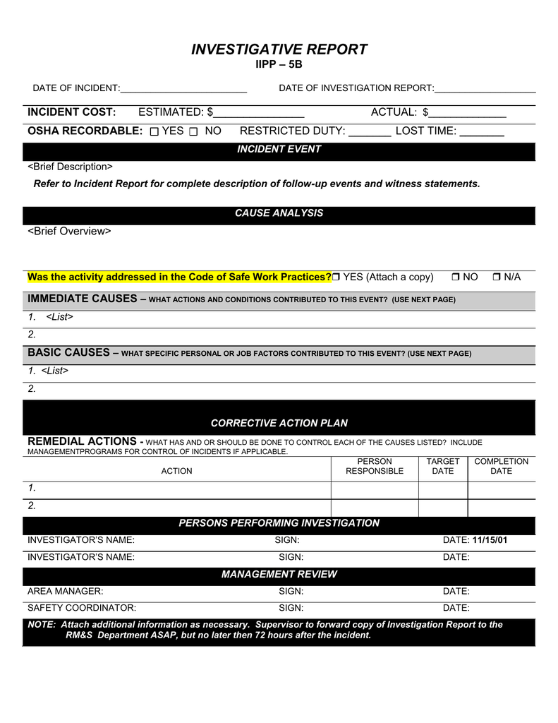IIPP Form 5 Corrective Action