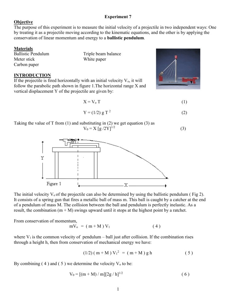 Projectile Motion & Ballistic Pendulum Lab Experiment