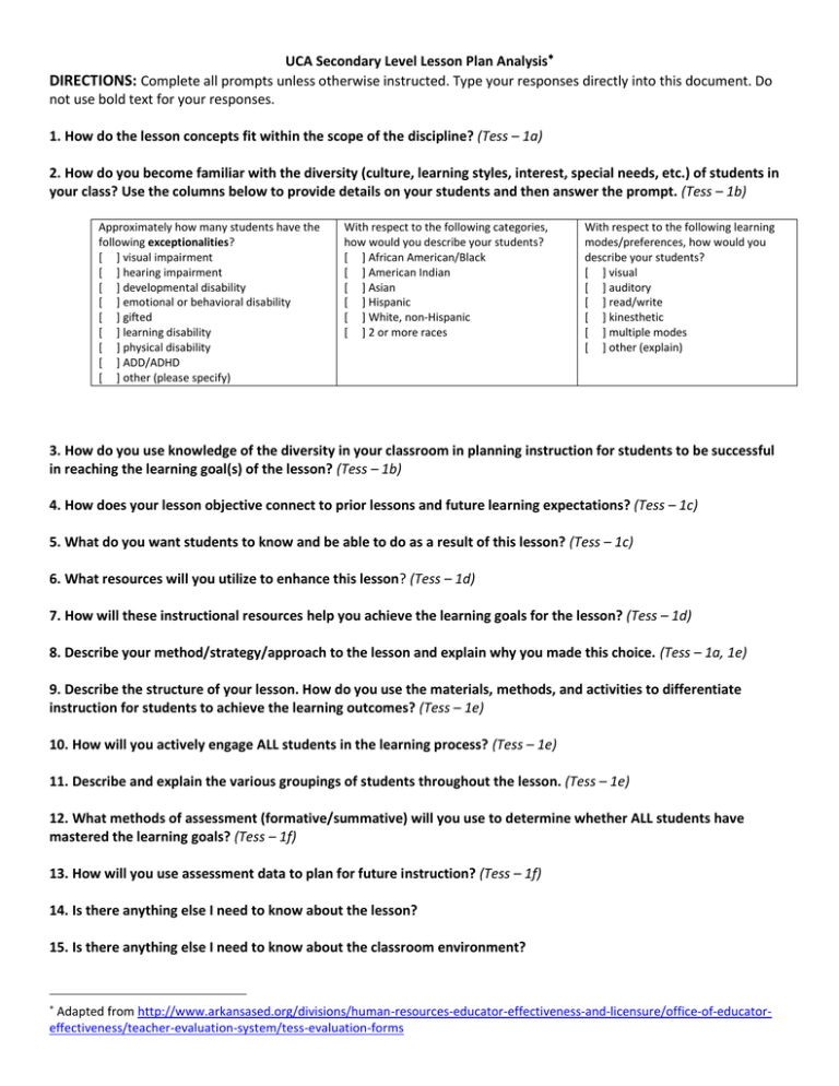 Lesson Plan Analysis