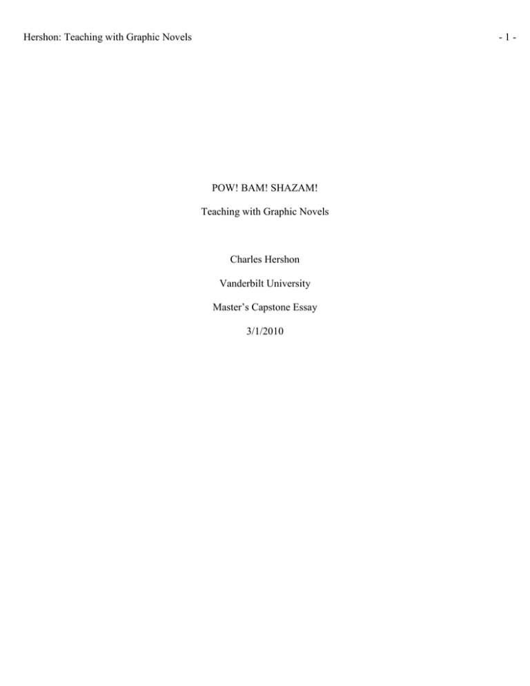 Capstone Essay Teaching With Graphic Novels By Charles Hershon