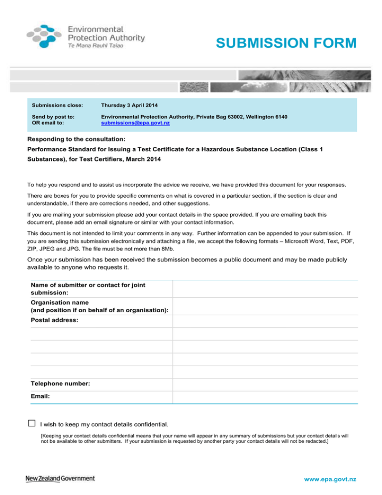 SUBMISSION FORM SUBMISSION FORM