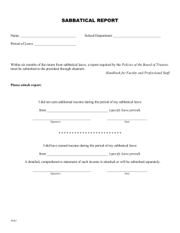 SABBATICAL LEAVE APPLICATION