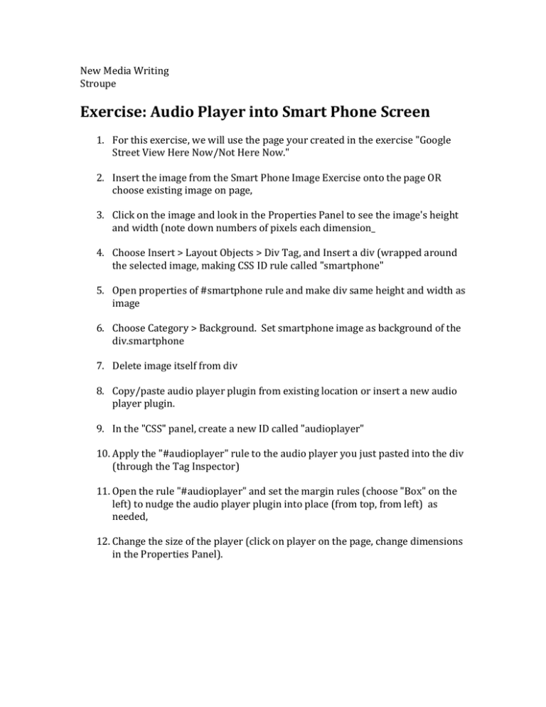 Exercise Audio Player Into Smart Phone Screen