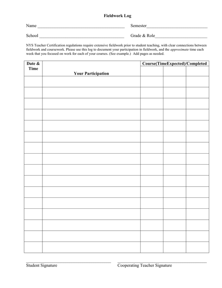 Fieldwork Log