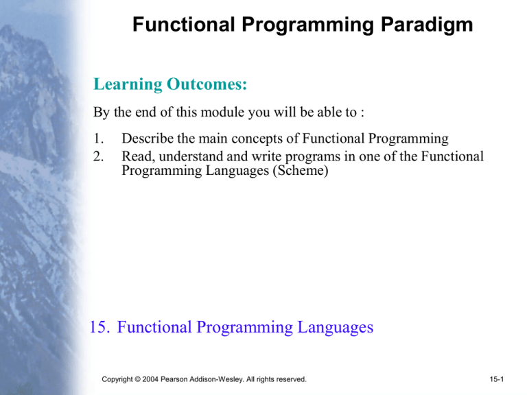 Functional Programming Paradigm Learning Outcomes 