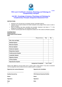 ITEC Level 2 Portfolio of Evidence Guidance Form – Body Art Design