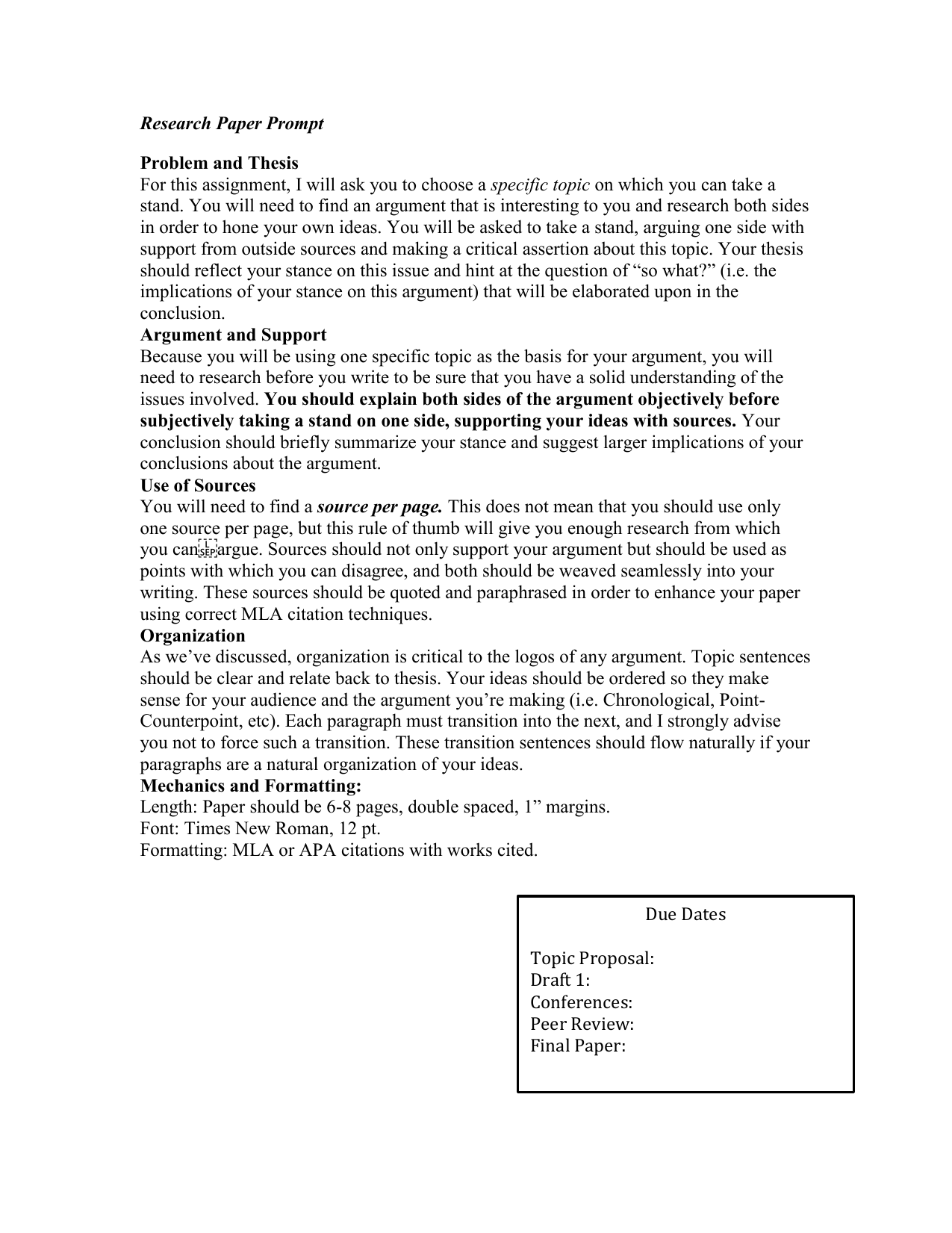 Sample Research Paper Prompt
