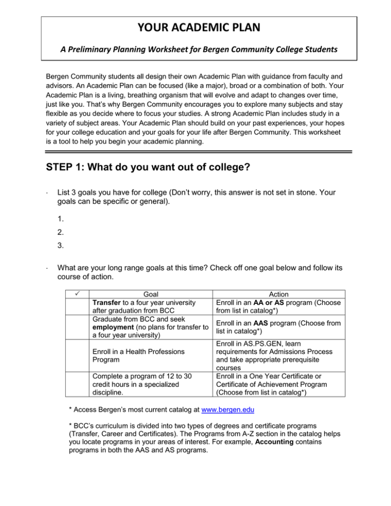 Your Academic Plan Your Academic Plan