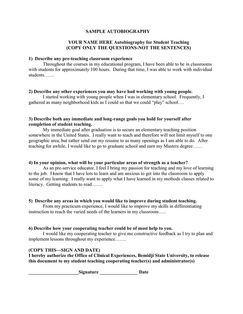 Example Autobiography About Myself Autobiography Examples And 