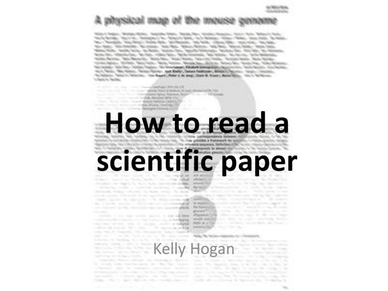 Reading A Scientific Paper Ppt