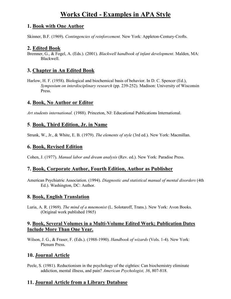 APA Works Cited