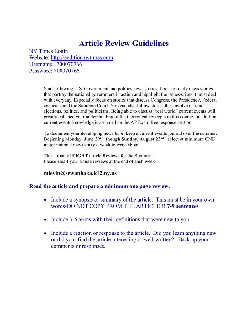 How To Write A News Article Review How Do You Write An Article Review 