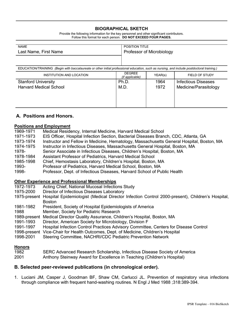 NIH BioSketch Form