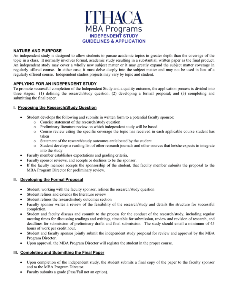 Download MBA Independent Study Application & Guidelines