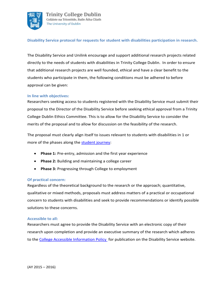 Disability Service research protocol