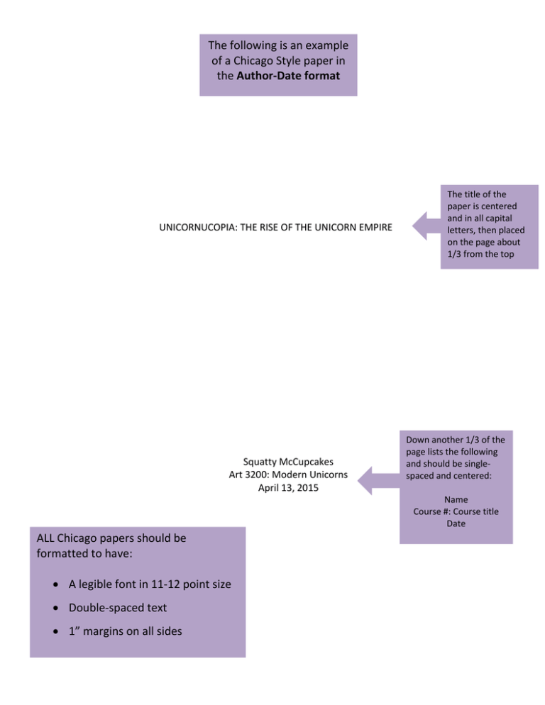  Chicago Format Paper Example Chicago Style Paper Standard Format 