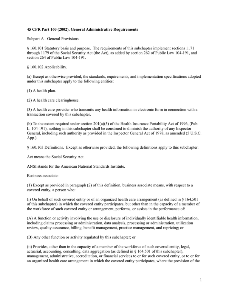 45 CFR Part 160 doc