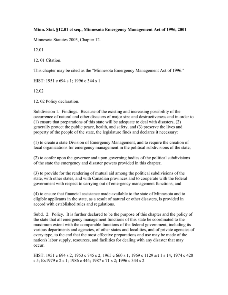 Minn. Stat. §12.01 et seq.doc