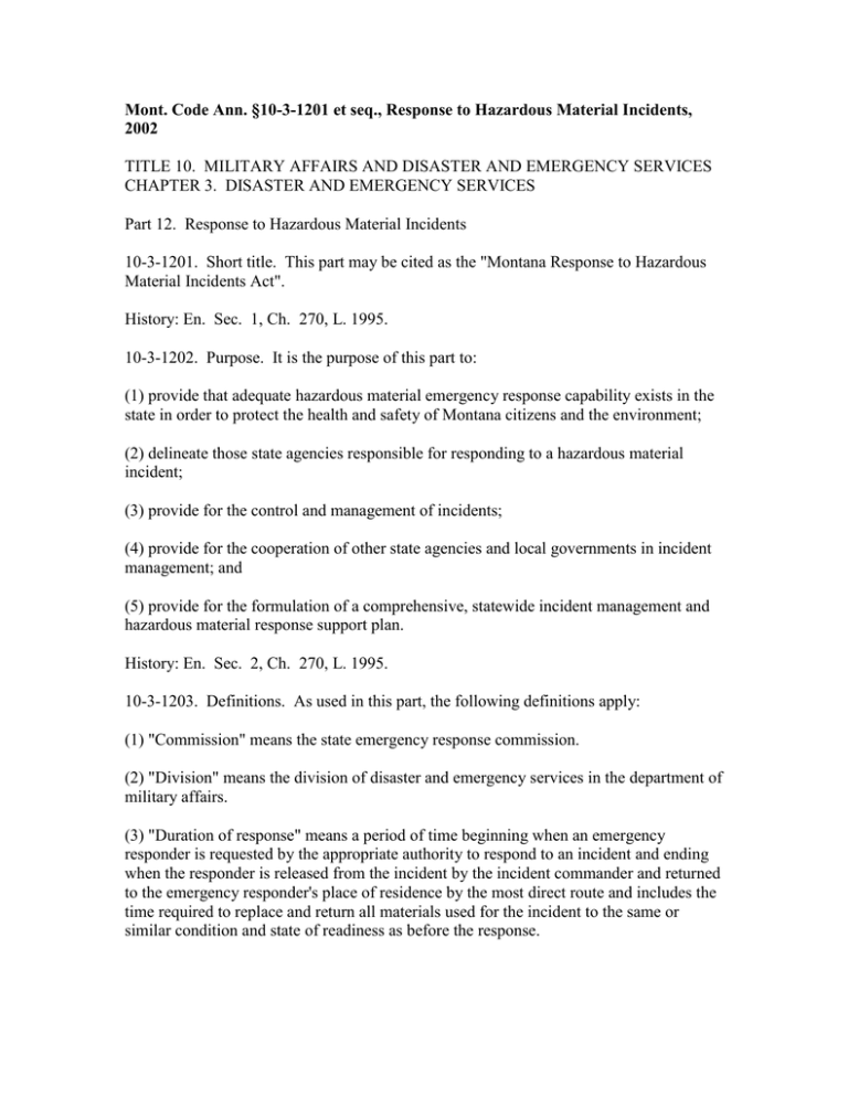 Mont. Code Ann. §10-3-1201 et seq.doc
