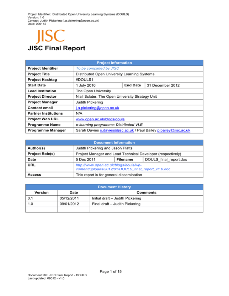DOULS Final Report (draft)