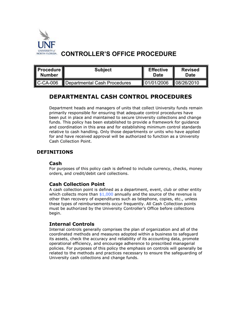 Department Cash Handling Procedures
